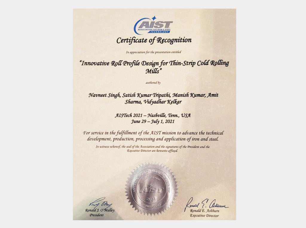 Mr. Navneet Singh, MD presents technical paper at AISTech 2021 - YD Group